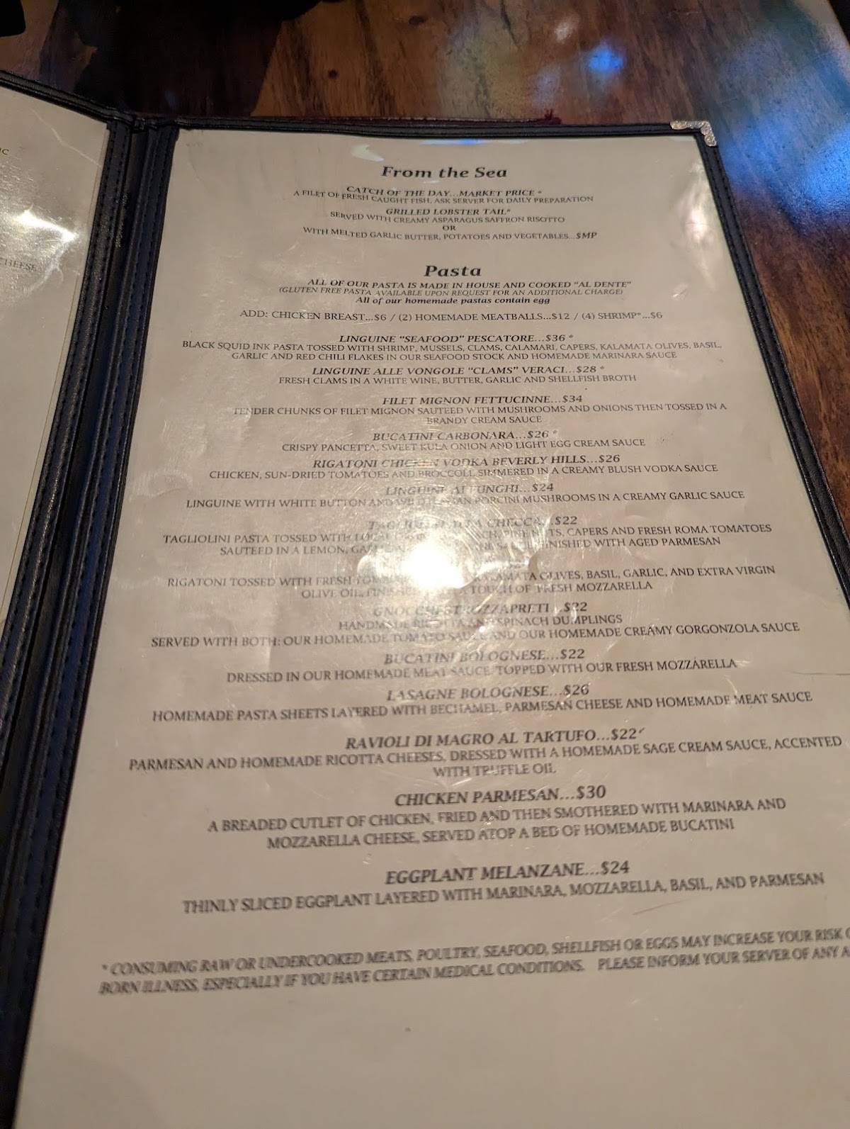 Menu at Casanova Italian Restaurant, Makawao