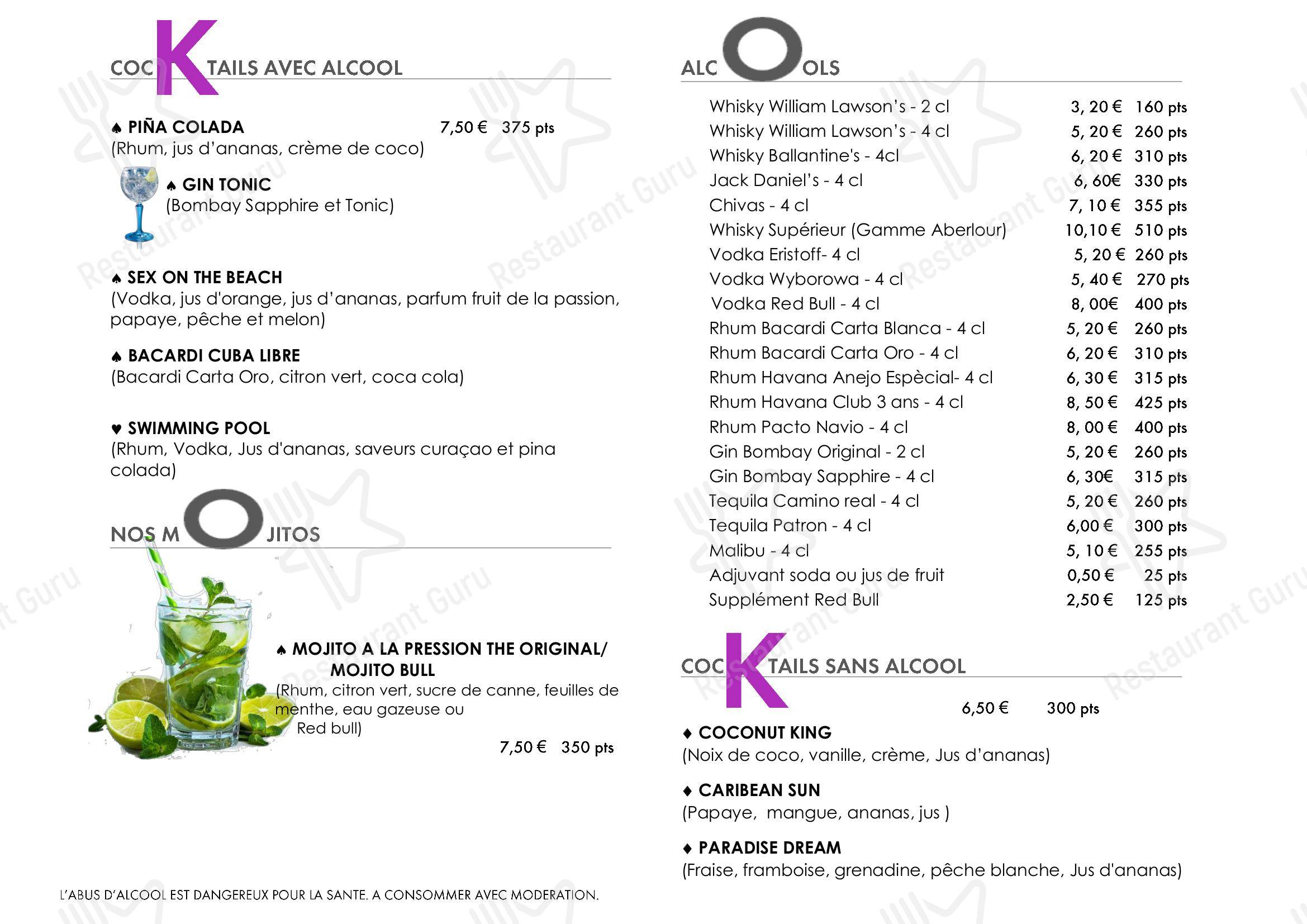 Menu au Casino JOA du Boulou restaurant, Le Boulou