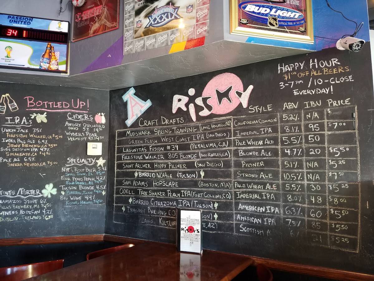 Menu at Risky Business Restaurant & Bar, Tucson, E Sunrise Dr