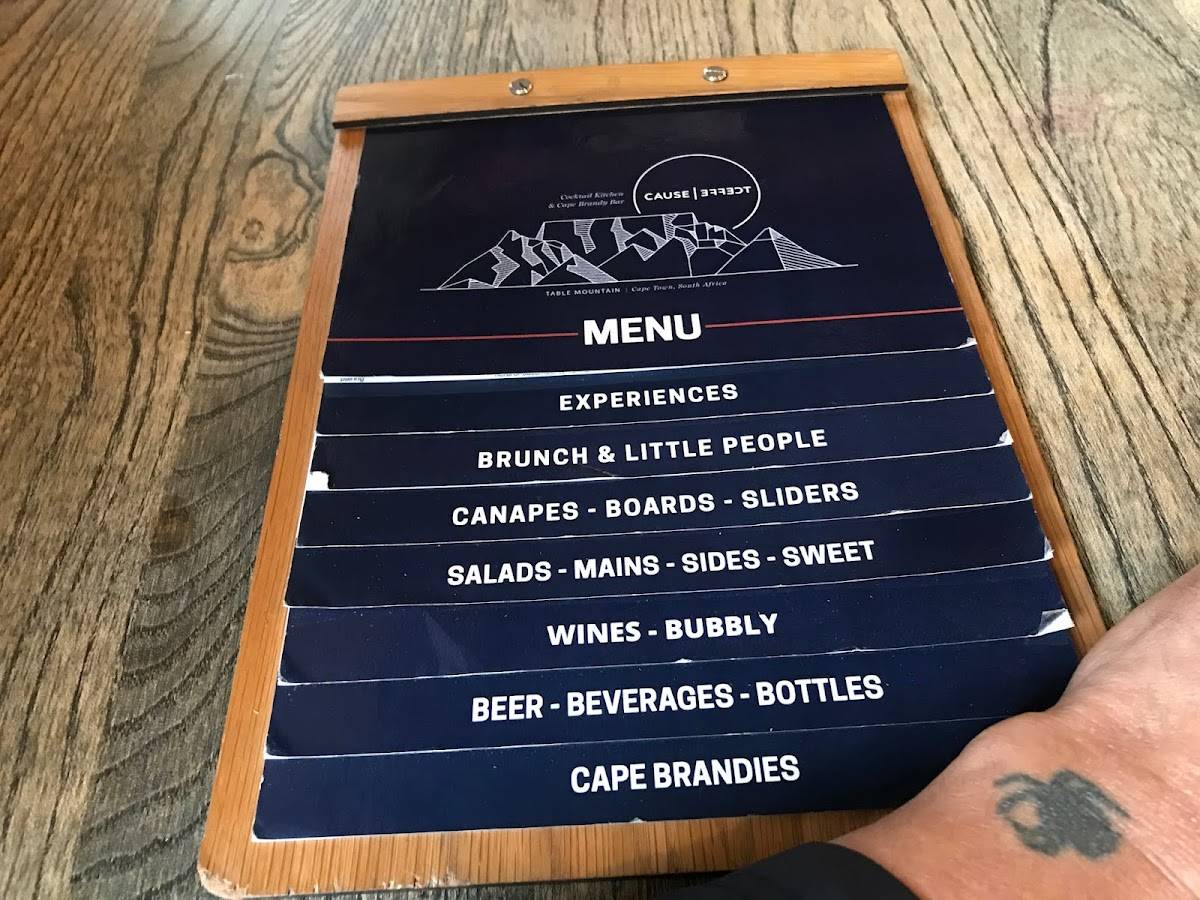 Menu at Cause Effect Cocktail Kitchen pub & bar, Cape Town, The Rocket Shed