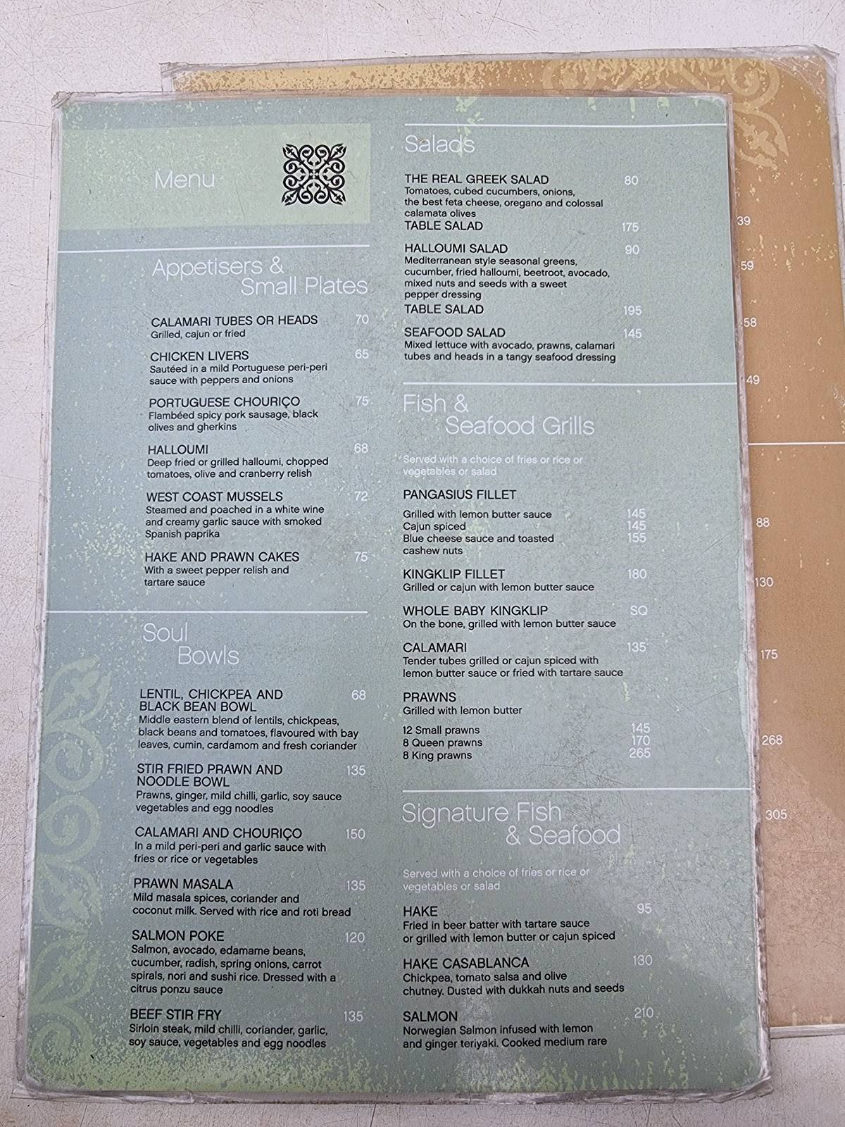 Menu at Fishmonger Centurion restaurant, Centurion