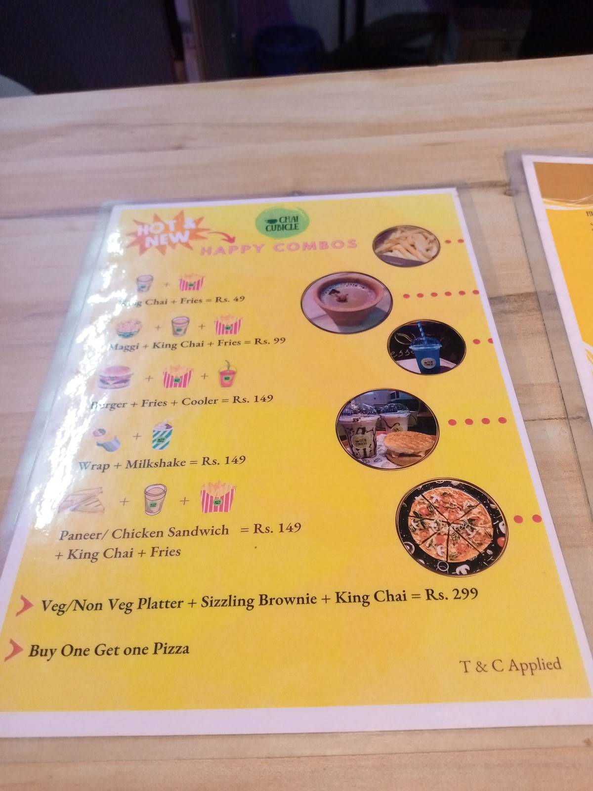 Menu at Chai Cubicle, New Delhi