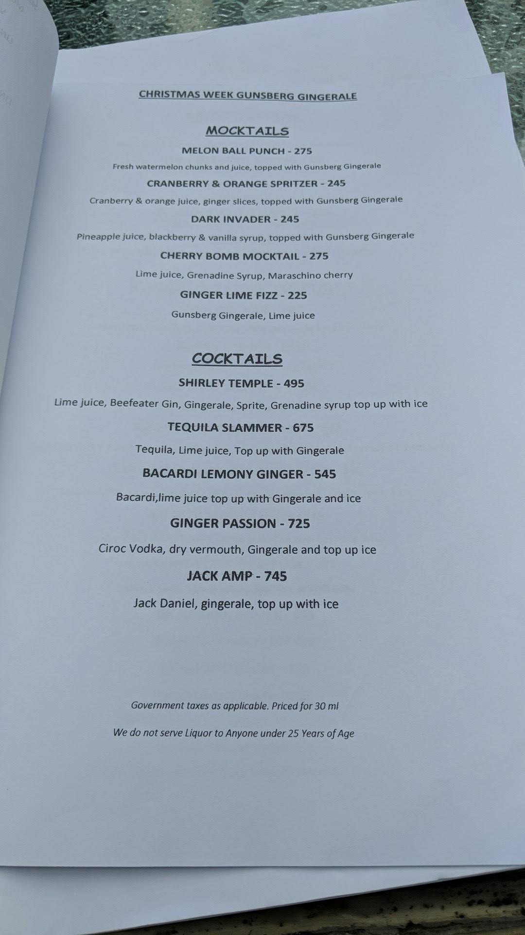 Menu at Cottage, Chandigarh, SCO 44