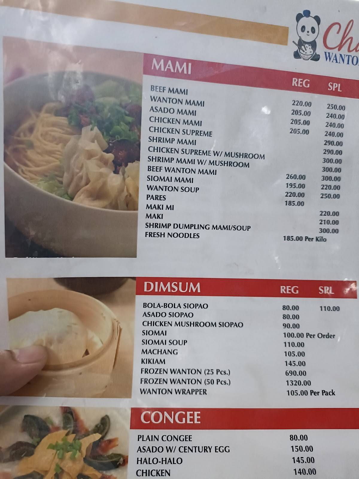 Menu at Charlie Wanton Special restaurant, Mandaluyong
