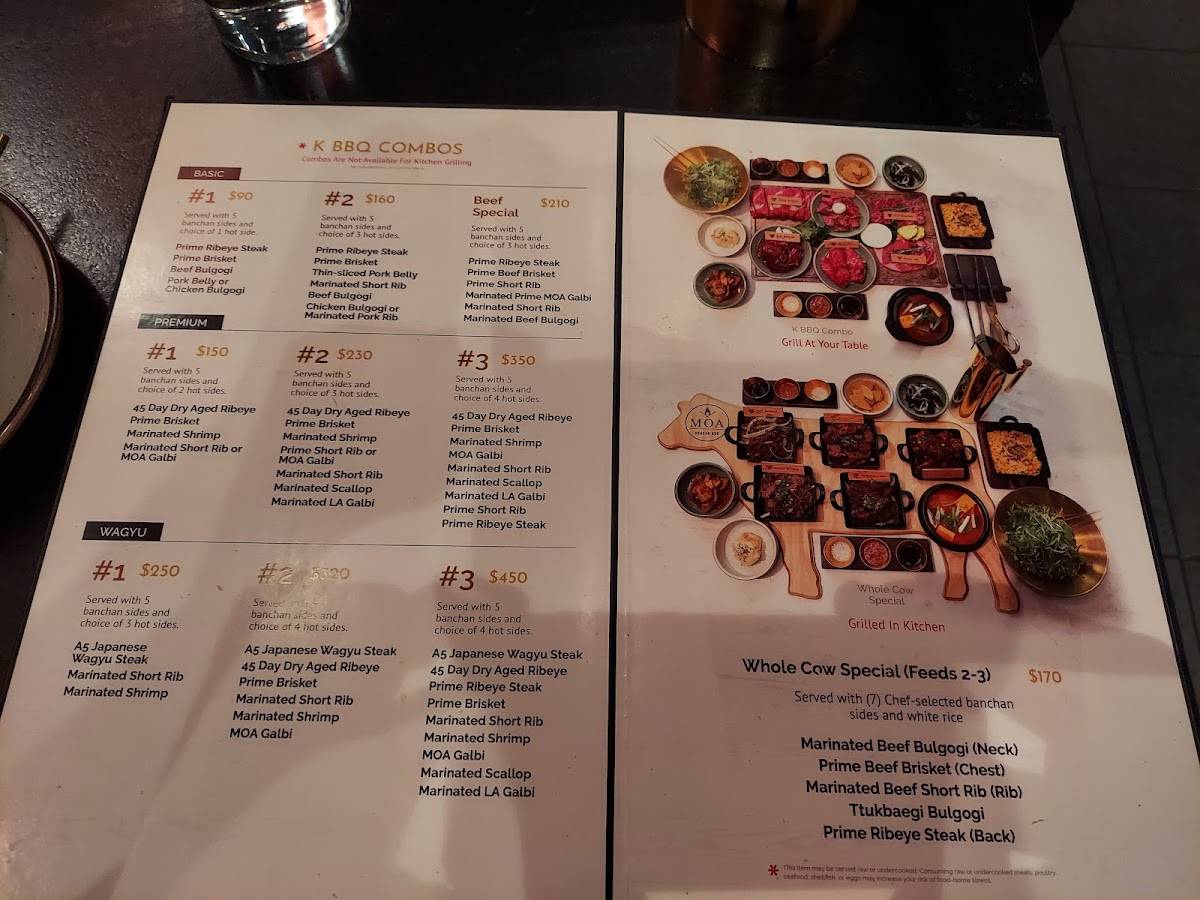 Menu at MOA Korean BBQ & Bar - Charlotte, Charlotte