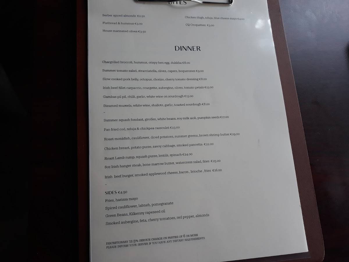Menu at Charlotte Quay pub & bar, Dublin, Charlotte Quay Dock