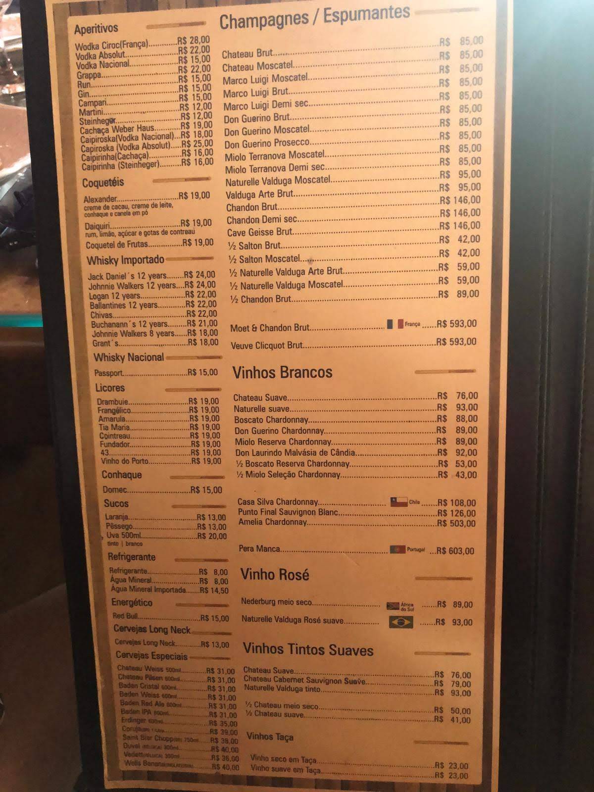 Menu em Chateau de La Fondue restaurante, Gramado