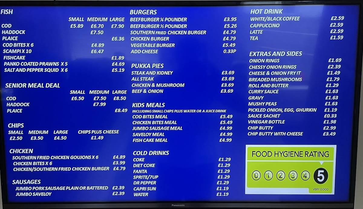 Menu at Cheddar Fish Bar, Cheddar, Cliff St