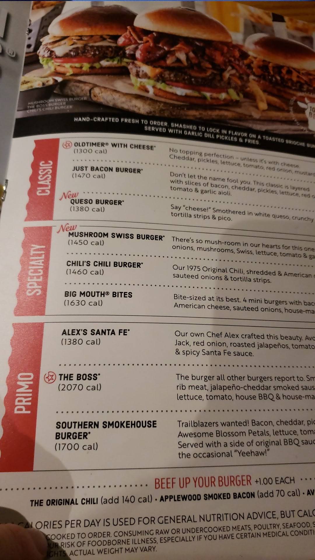 Menu at Chili's Grill & Bar, Horseheads