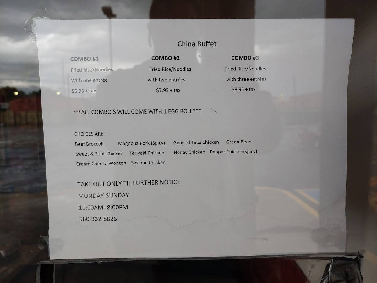 Menu at Lucky Tiger Chinese Buffet restaurant, Ada