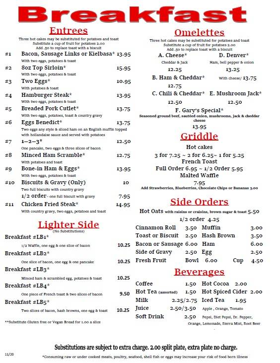 Menu at Christie's Kitchen restaurant, Redmond
