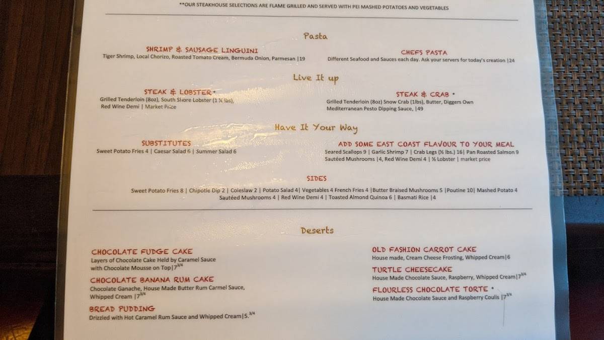 Menu at Clam Diggers Beach House & Restaurant, Cardigan
