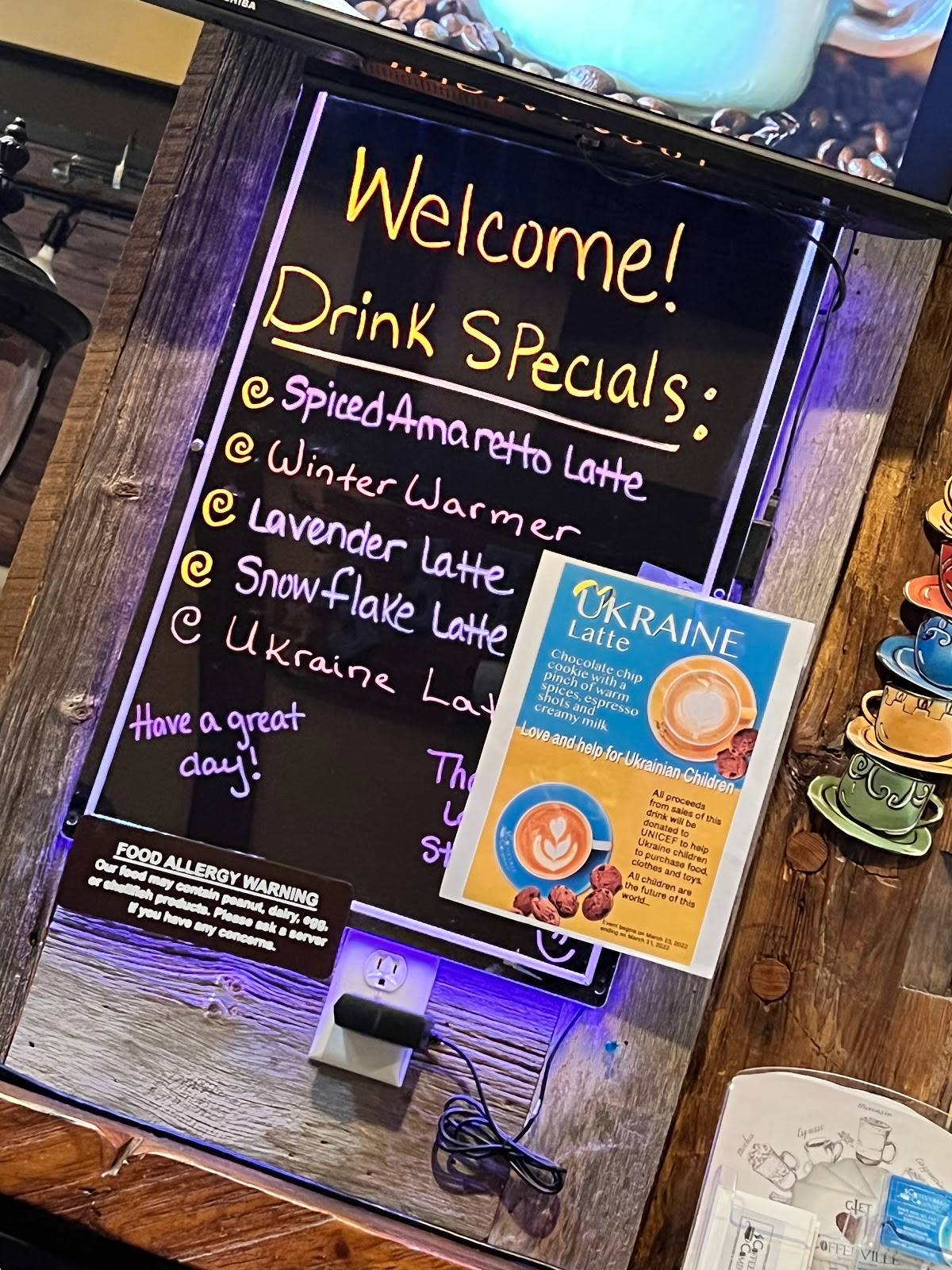 Menu at Coffeeville Company cafe, Jackson