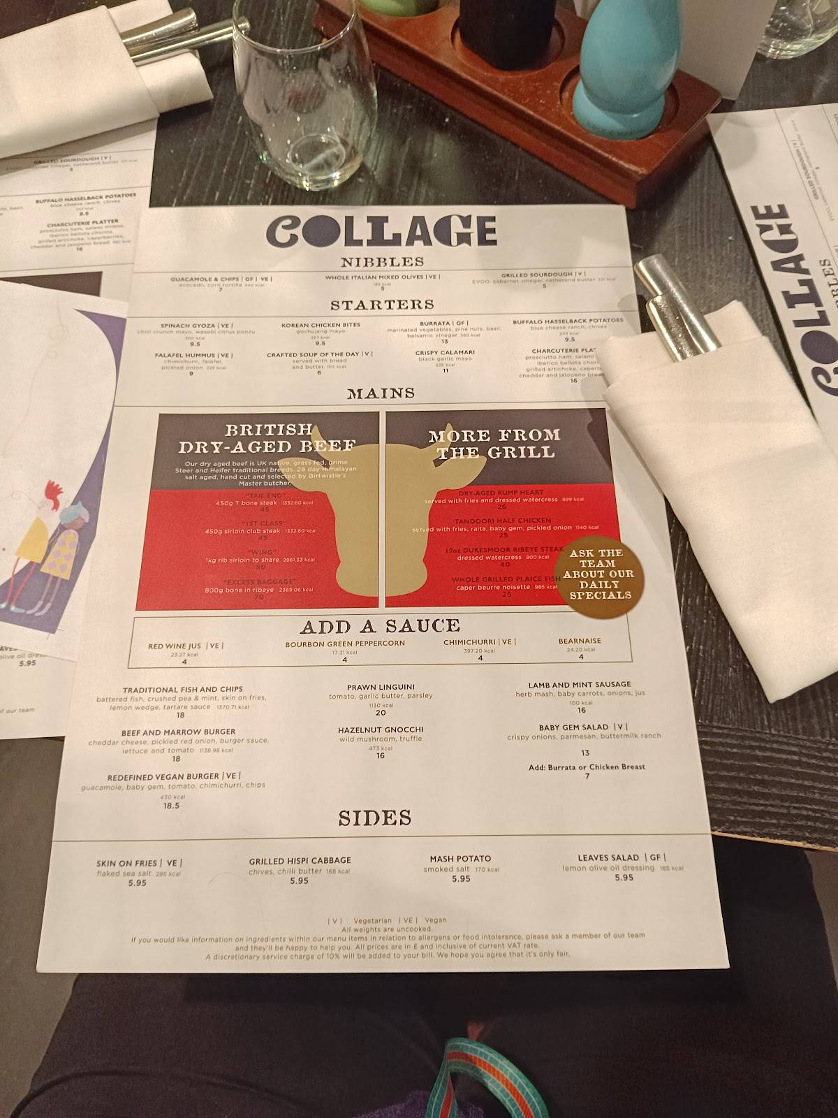 Menu at Collage Restaurant, Ringway