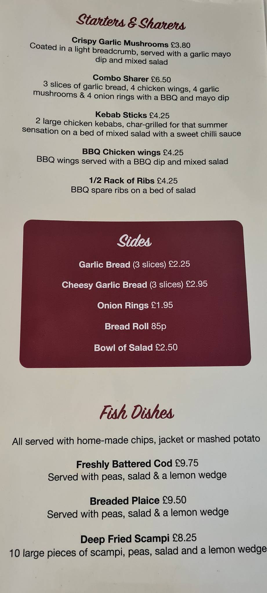 Menu at Colliers Arms pub & bar, Swansea