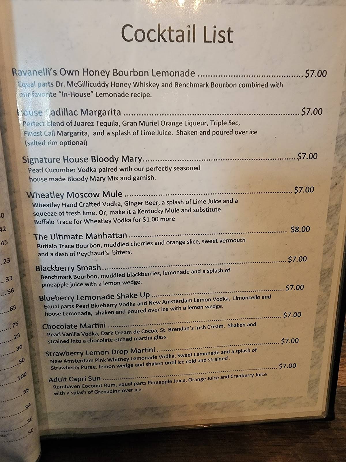 Menu at Ravanelli's Italian Steakhouse & Wine Bar, Collinsville, 26 ...