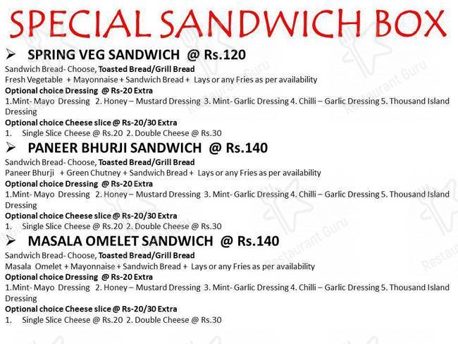 Menu at Combo Express, Bengaluru