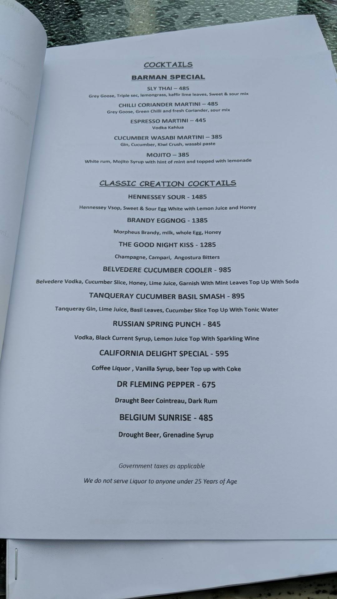 Menu at Cottage, Chandigarh, SCO 44