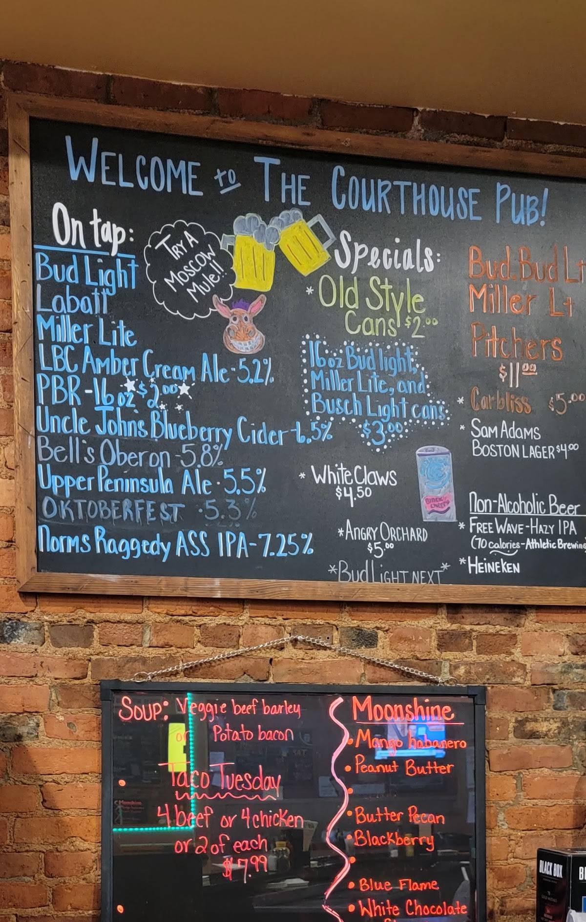 Menu at Courthouse Pub, Mason