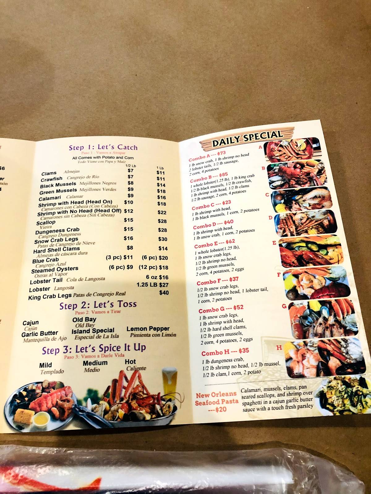 Menu at Crab Island Cajun Seafood & Bar, Clifton