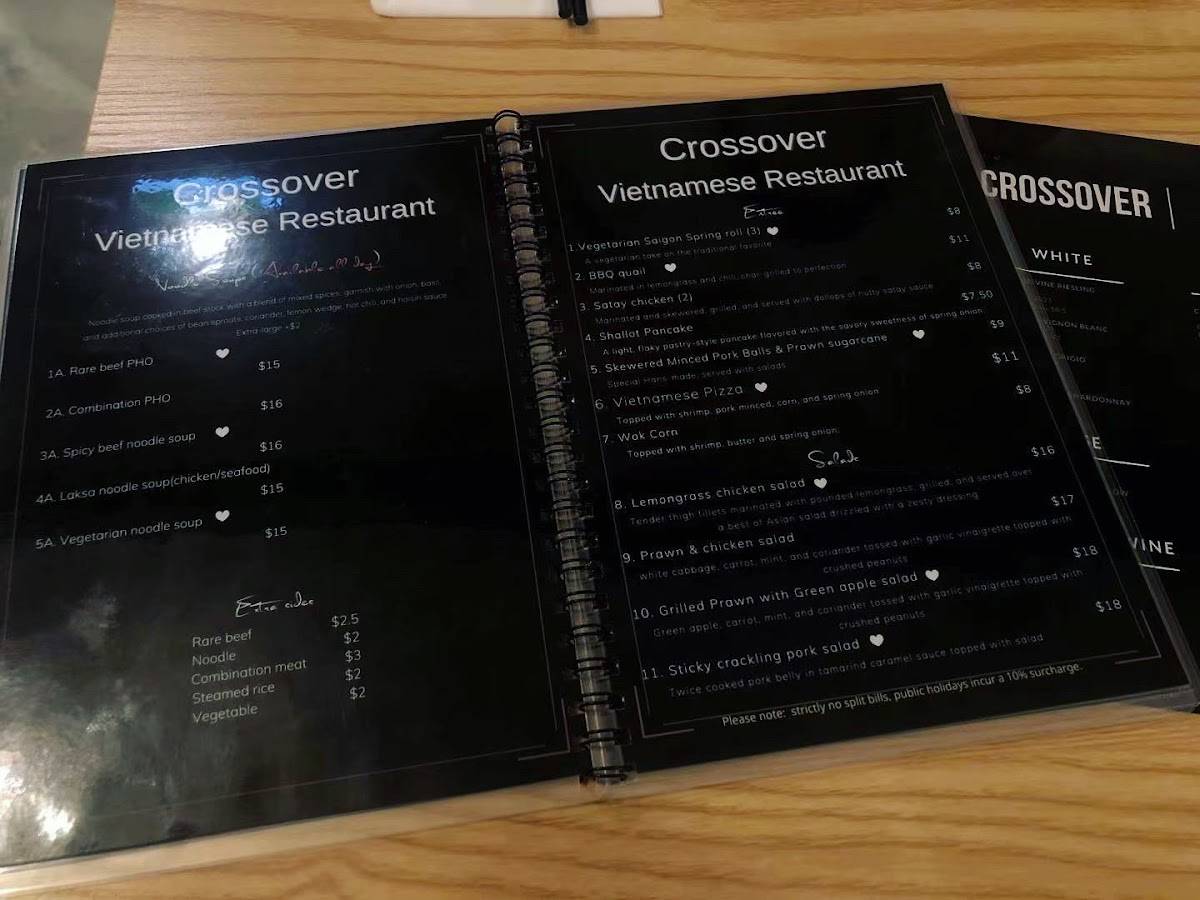 Menu at Crossover Vietnamese Restaurant, Torrensville