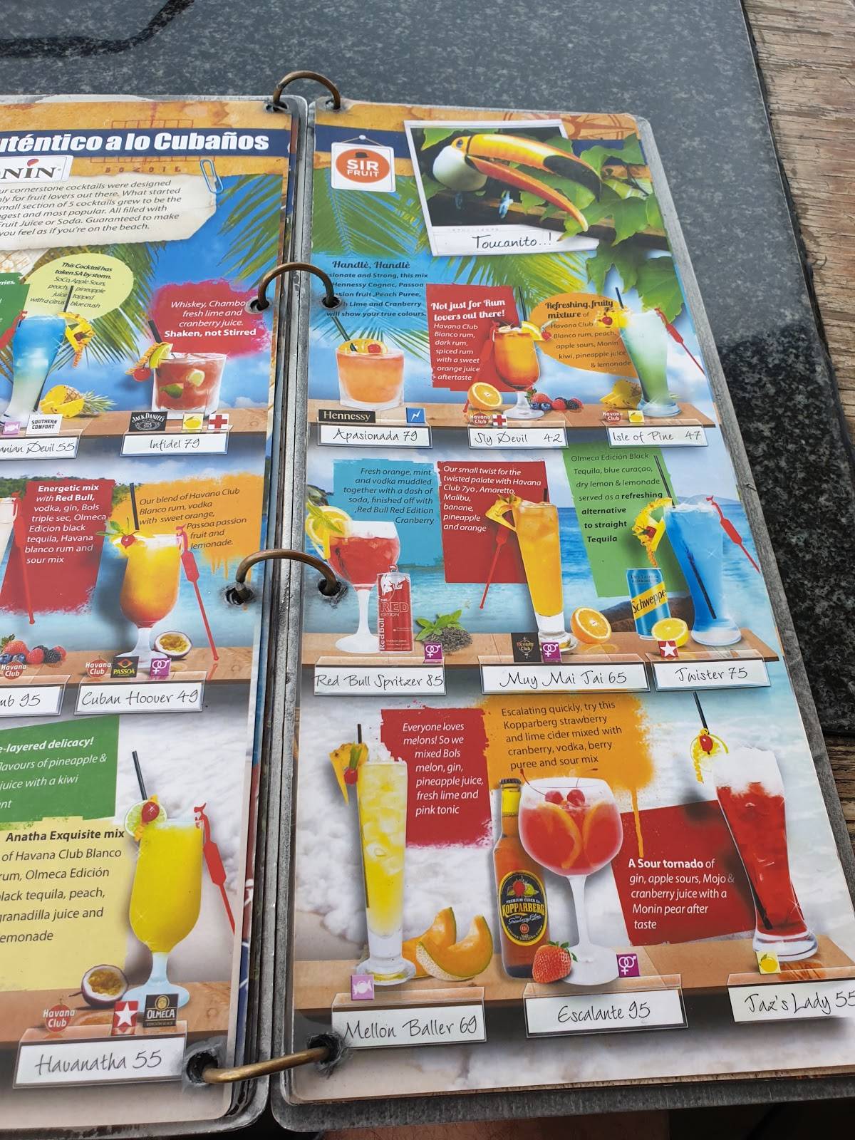 Menu at Cubaña Gqeberha restaurant, Port Elizabeth, 49 Beach Rd