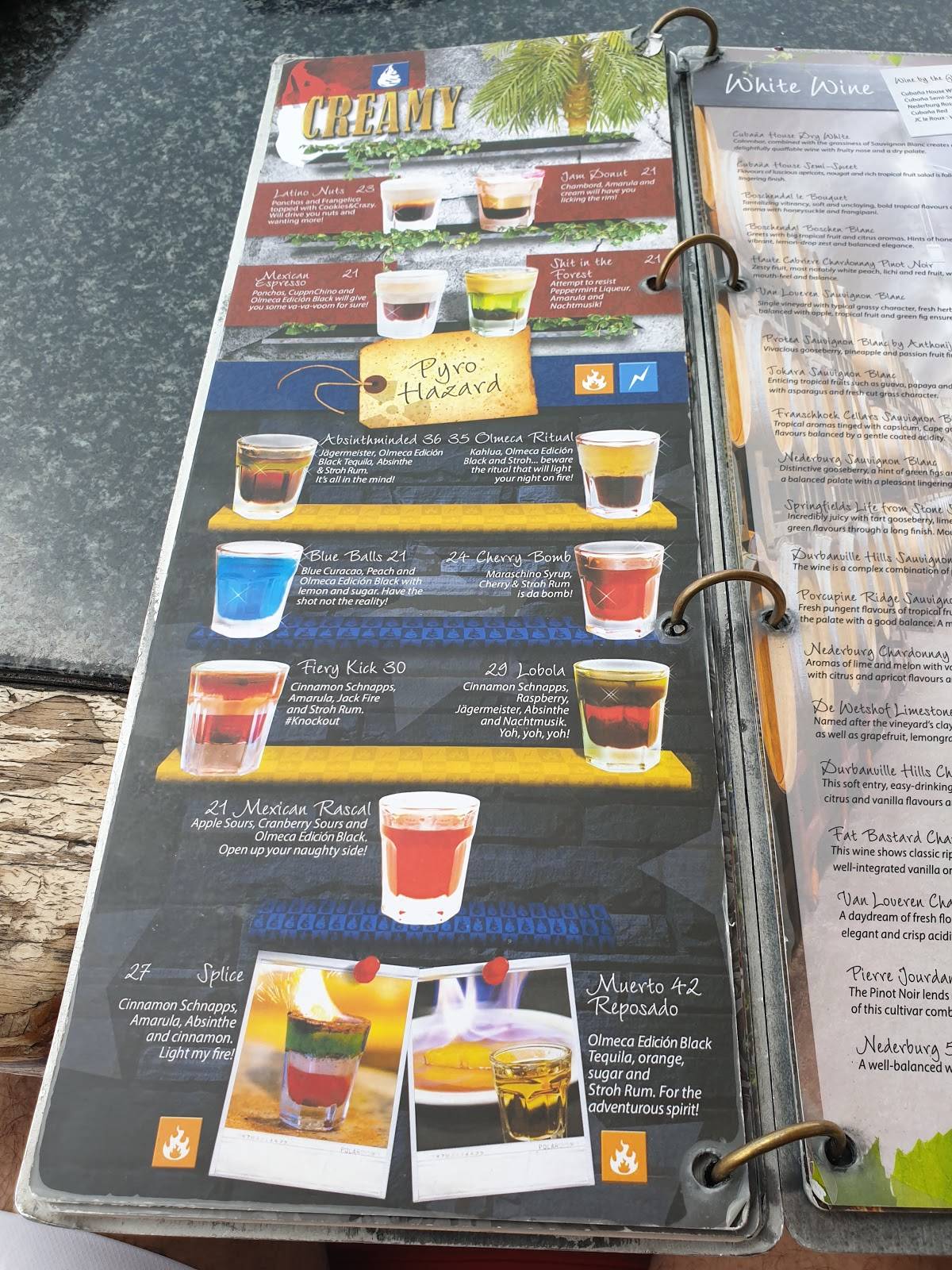 Menu at Cubaña Gqeberha restaurant, Port Elizabeth, 49 Beach Rd