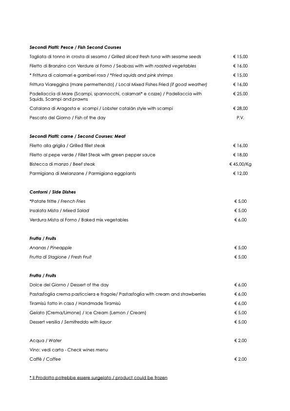 Speisekarte von Da Cecco restaurant, Torre del Lago, Belvedere Giacomo ...