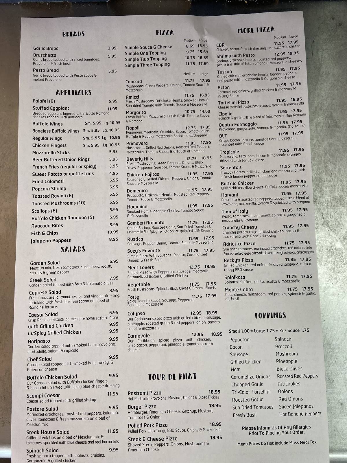 Menu at Daddys Best Pizza pizzeria, Leominster, Main St #1