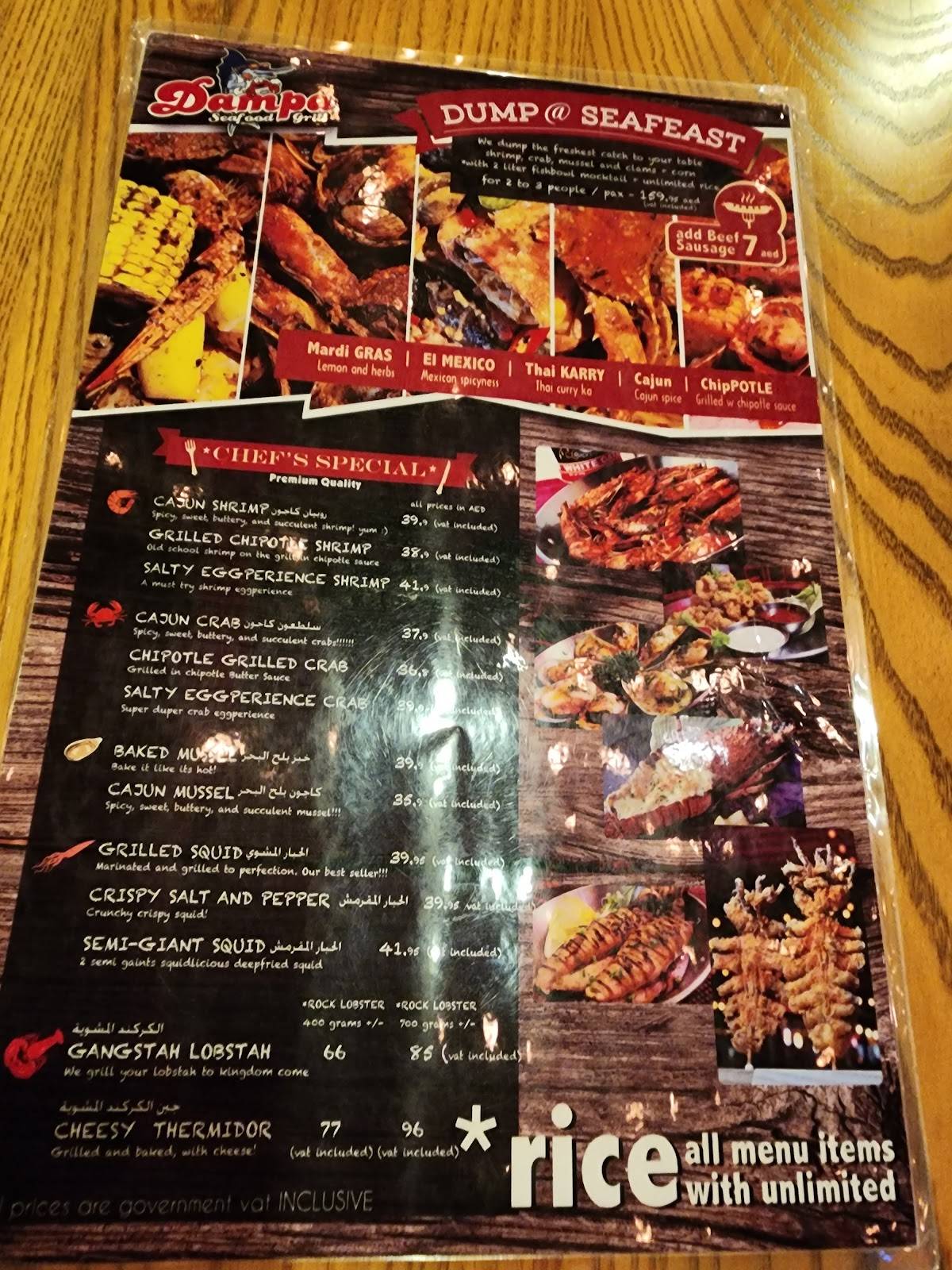 Menu at Dampa Seafood Grill - Abu Dhabi restaurant, Abu Dhabi, Fatma ...