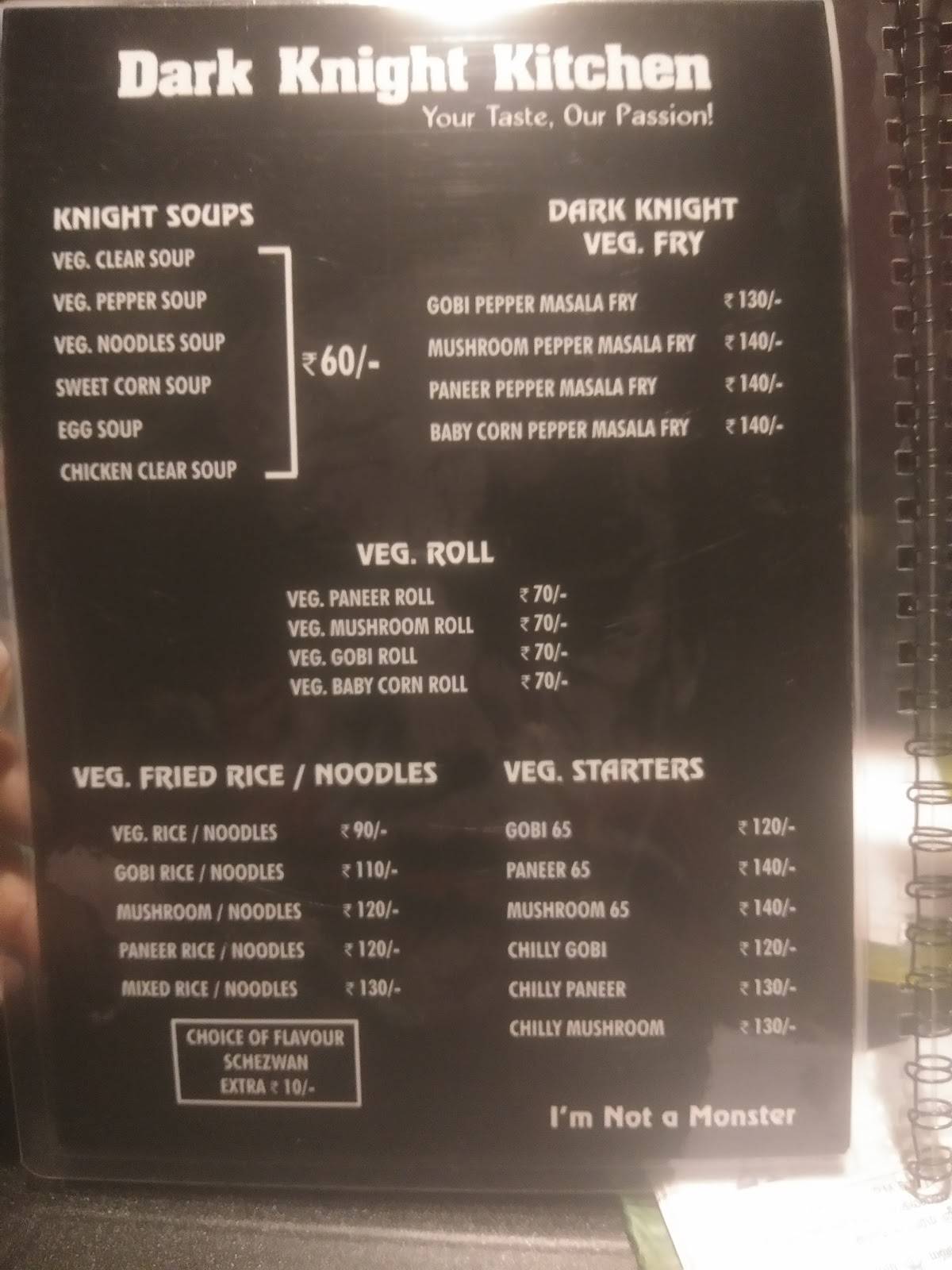Menu at Dark Knight Kitchen, Chennai