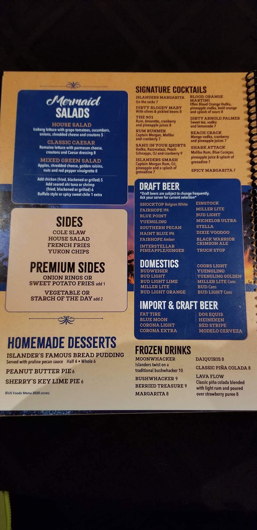 Menu at Islanders Restaurant & Bar, Dauphin Island