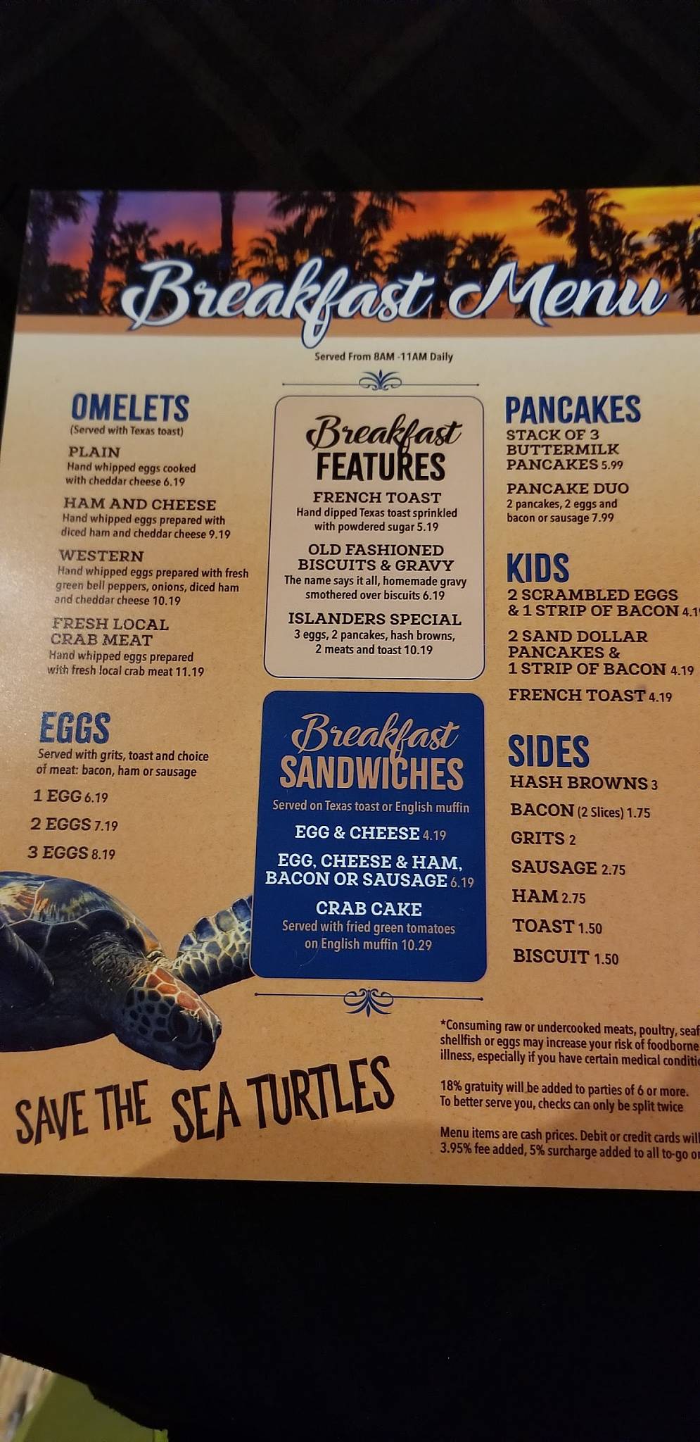 Menu at Islanders Restaurant & Bar, Dauphin Island