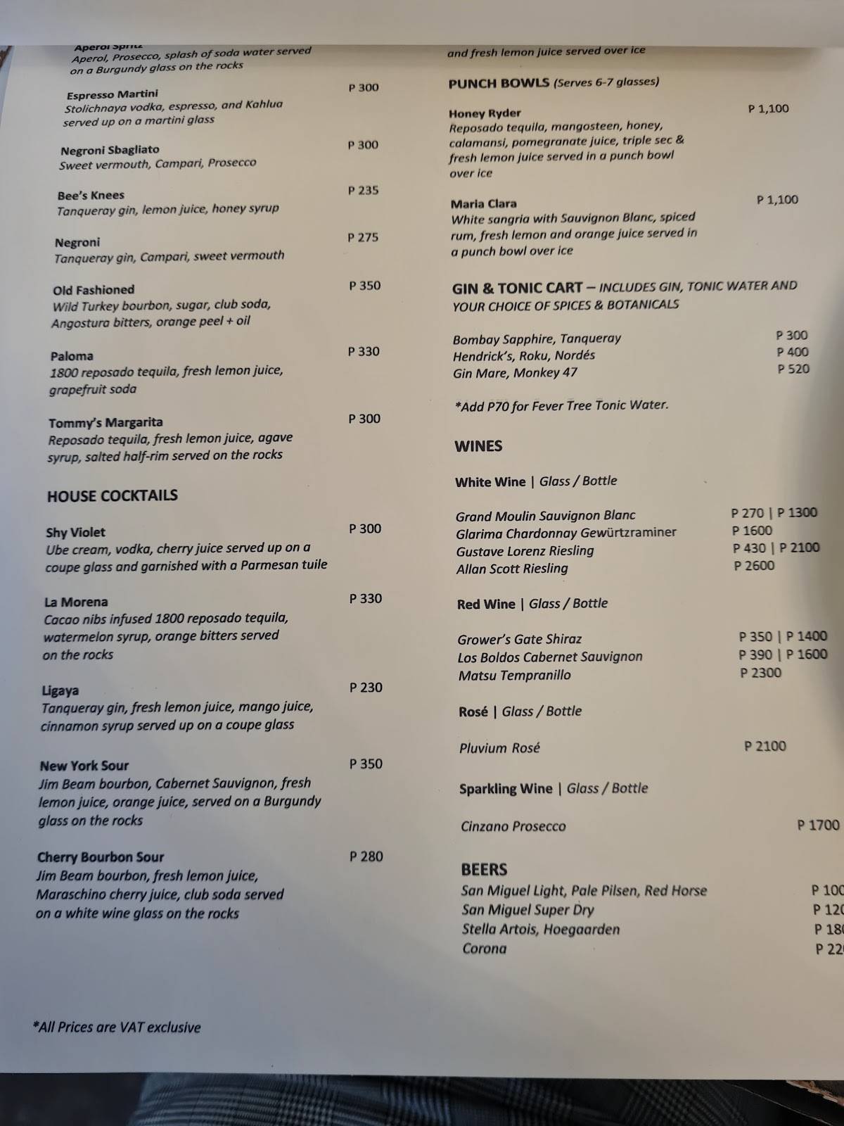 Menu at Tola, Kan-anan sa Balay Oboza restaurant, Davao City