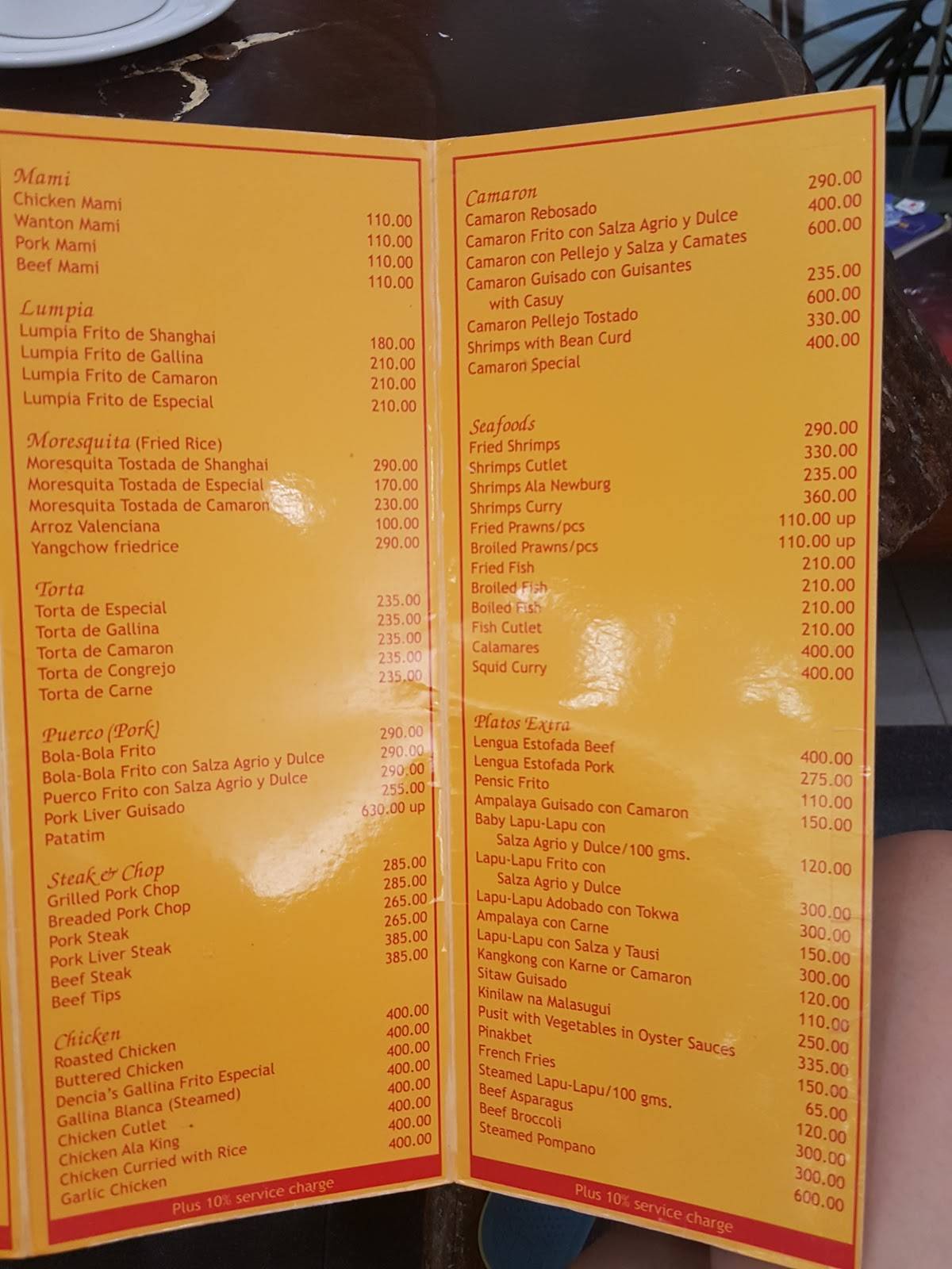 Menu at Davao Dencia's Restaurant, Davao City, General Luna St