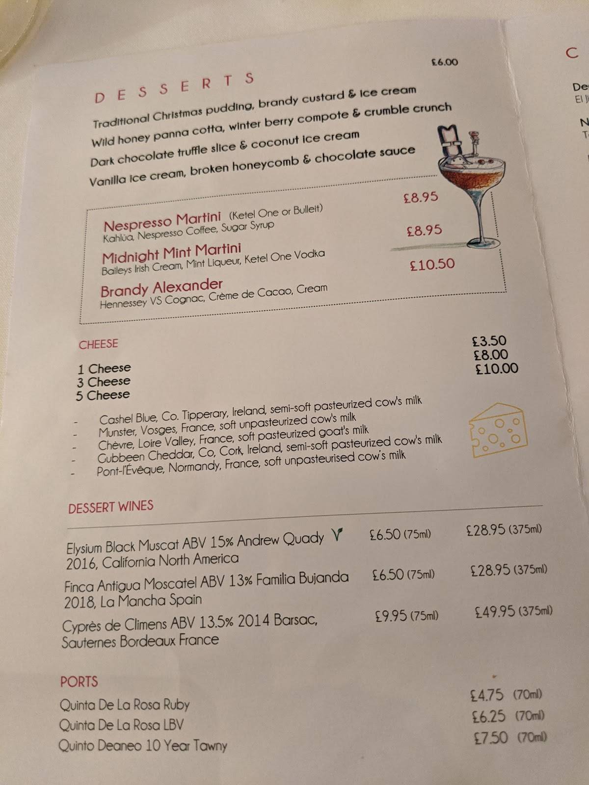 Menu at Deanes Meat Locker restaurant, Belfast