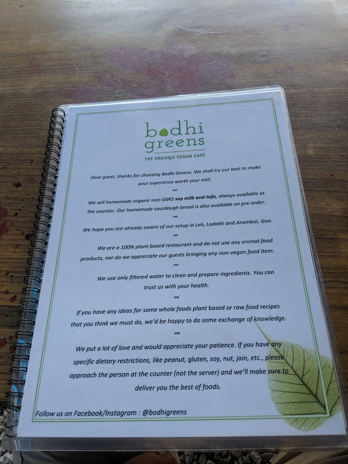 Menu at Bodhi Greens - The Organic Vegan Café by Chef Varun ...