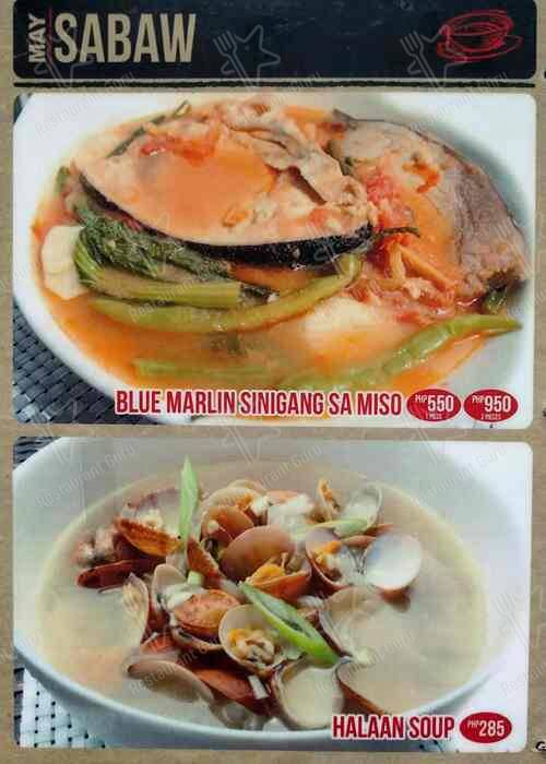 Menu at Diner's Bulalo Restaurant, Tagaytay, West 4120
