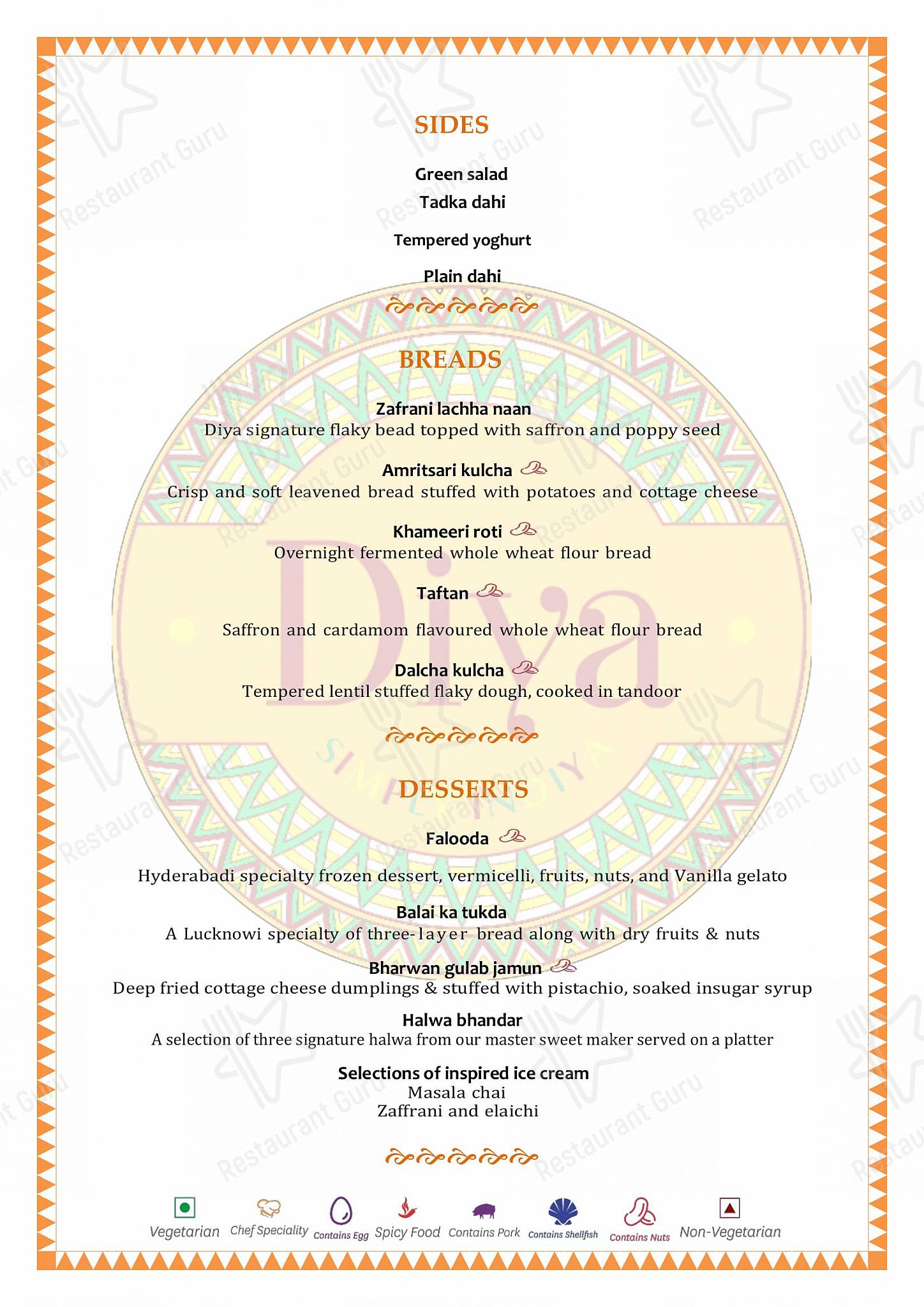 Menu at Diya - The Leela Gurugram, Gurugram, The Leela Ambience ...