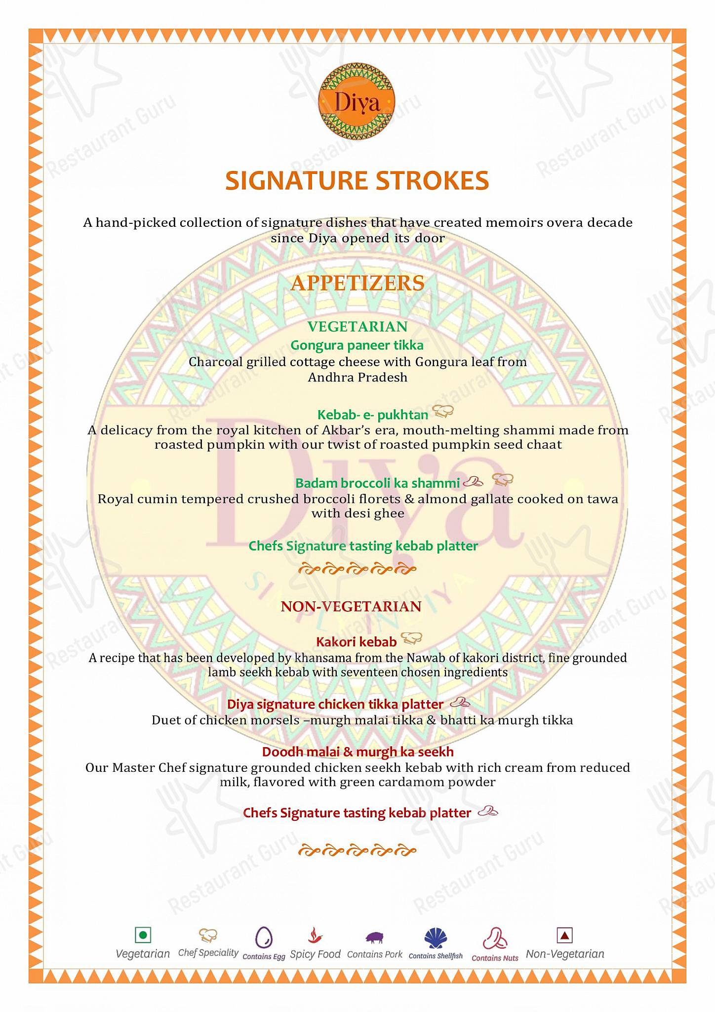 Menu at Diya - The Leela Gurugram, Gurugram, The Leela Ambience ...