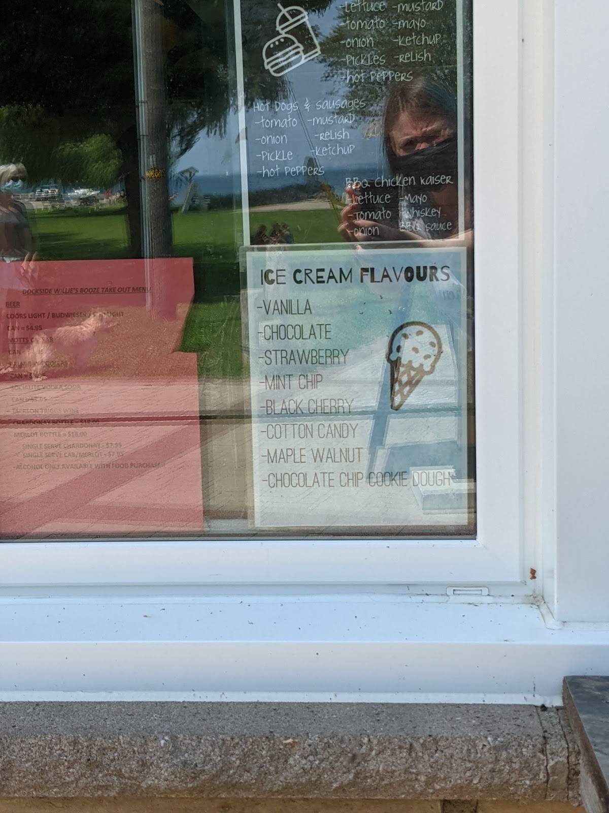 Menu at Dockside Willie's restaurant, Wiarton