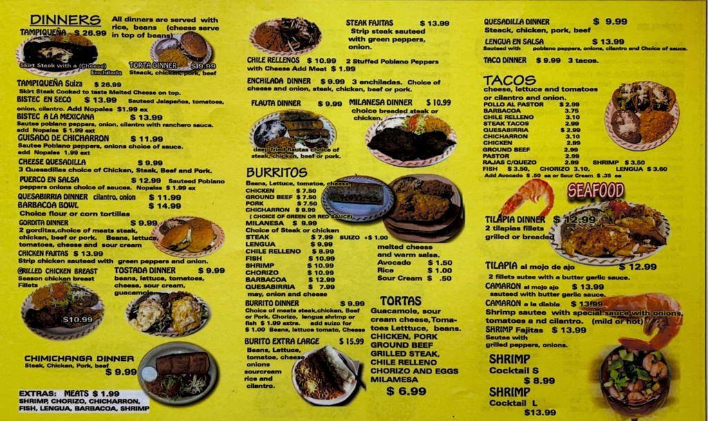 Menu at Don Andres #3 restaurant, Munster