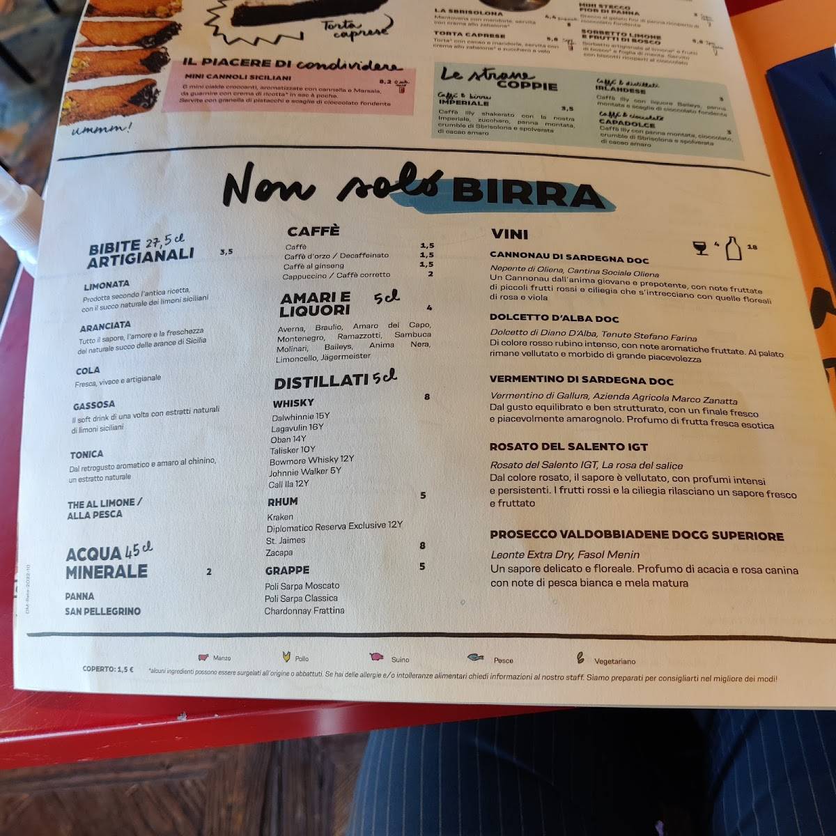 Menu da Doppio Malto ristorante, Legnano