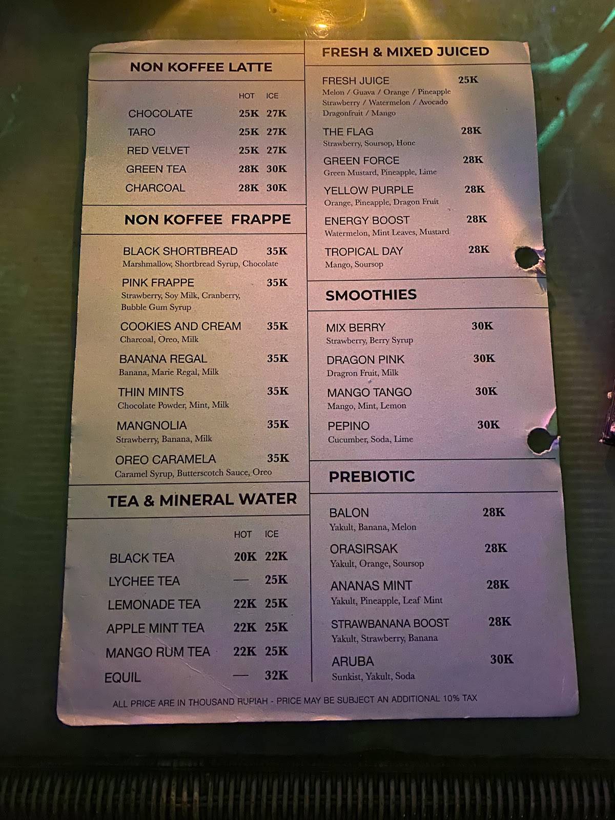 Menu at ESKALA Eatery Bar & Coffee, Minomartani