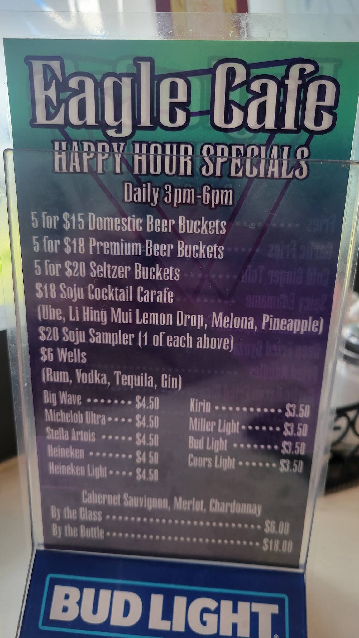 Menu at Eagle Cafe, Honolulu, N Nimitz Hwy # A100
