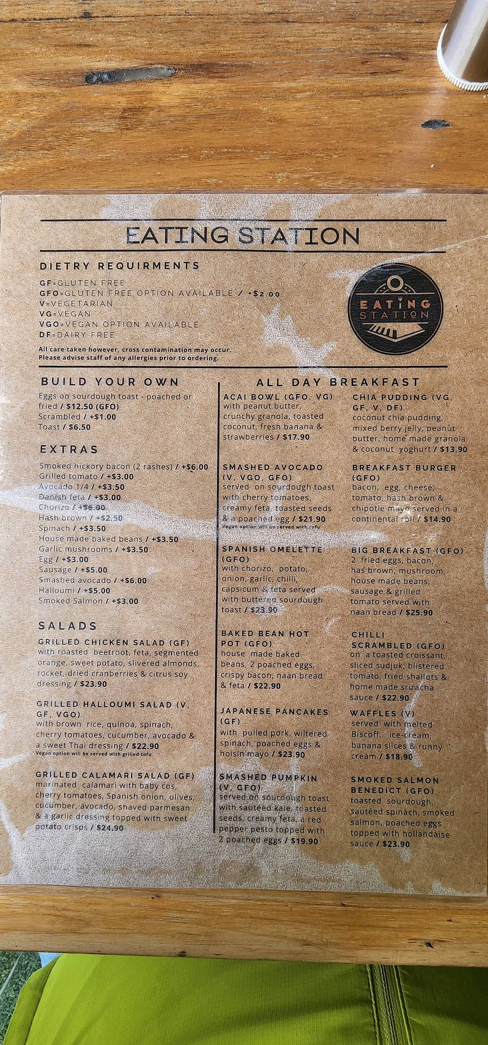 Menu at Eating Station cafe, Ravenhall