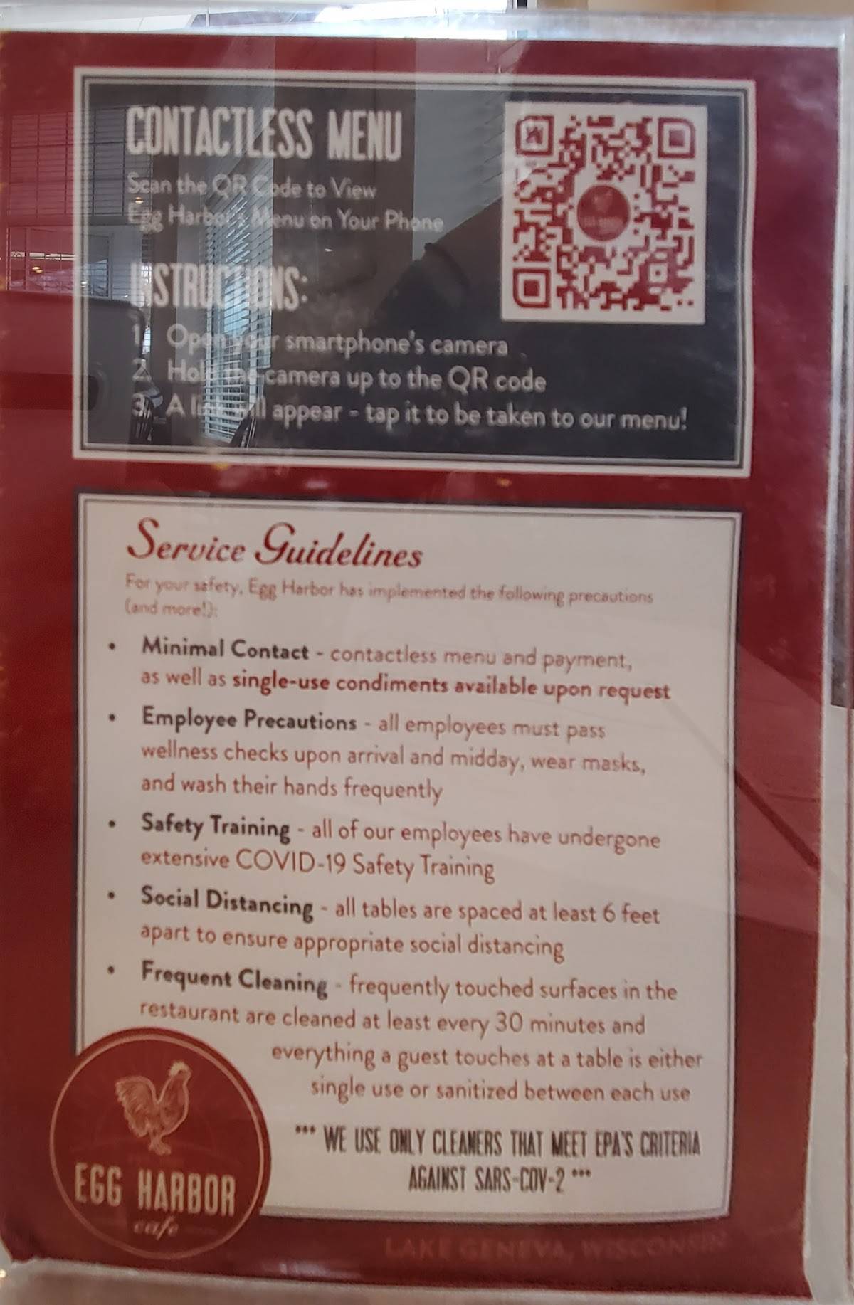 Menu at Egg Harbor Cafe, Lake Geneva