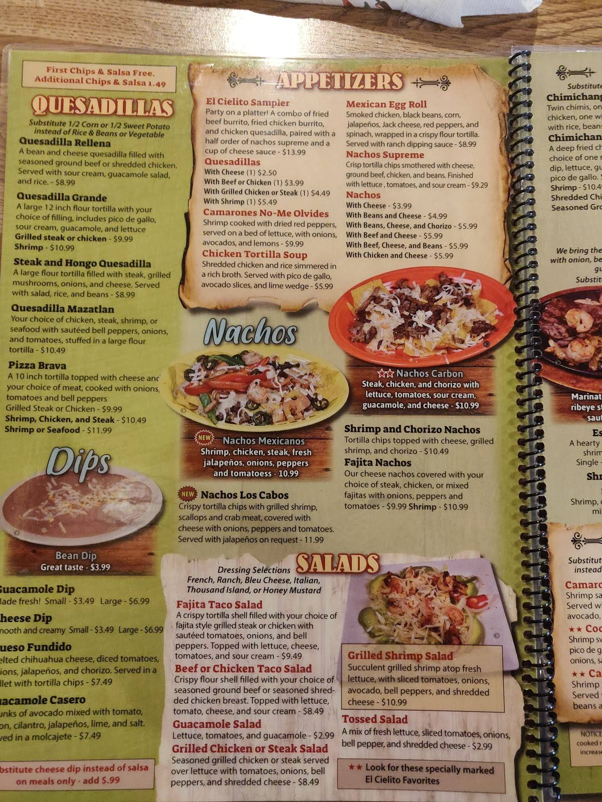 Menu at El Cielito Lindo restaurant, Rochester, Main St