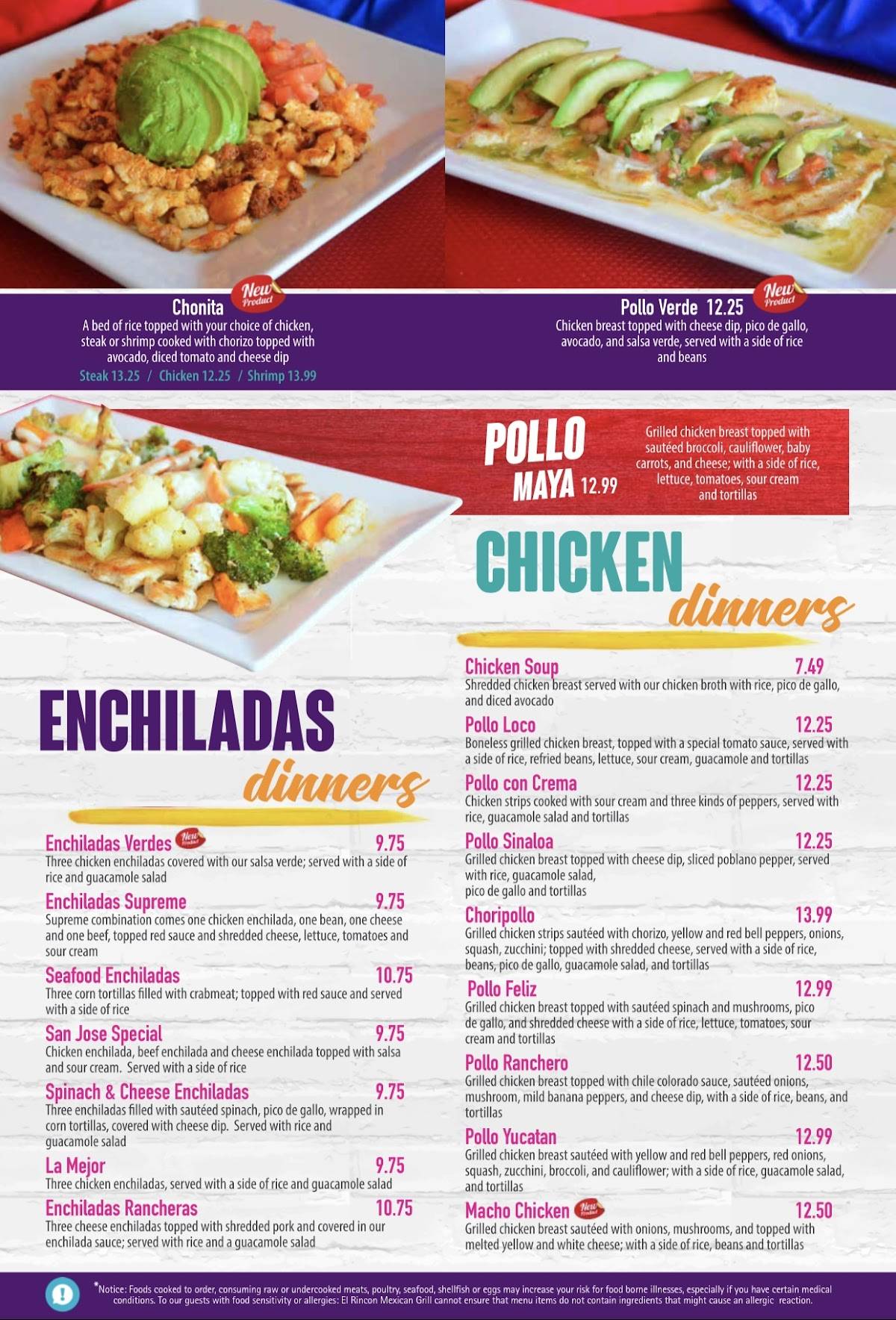 Menu at El Rincon restaurant, Akron