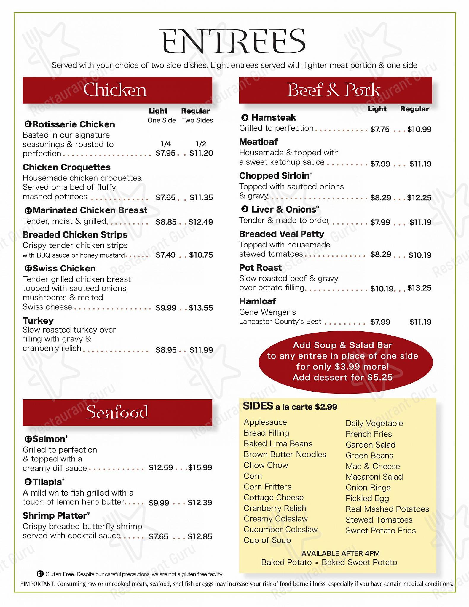 Menu at Lititz Family Cupboard Restaurant & Buffet, Lititz